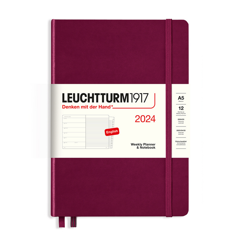 Leuchtturm1917 A5 Medium Hardcover Weekly Planner & Notebook with Book ...